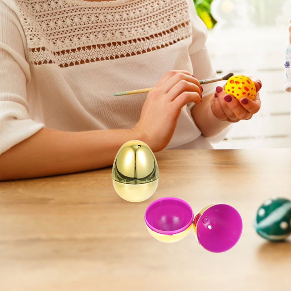 HOMEMAXS Golden Reusable Plastic Easter Eggs for Storage Festive ...