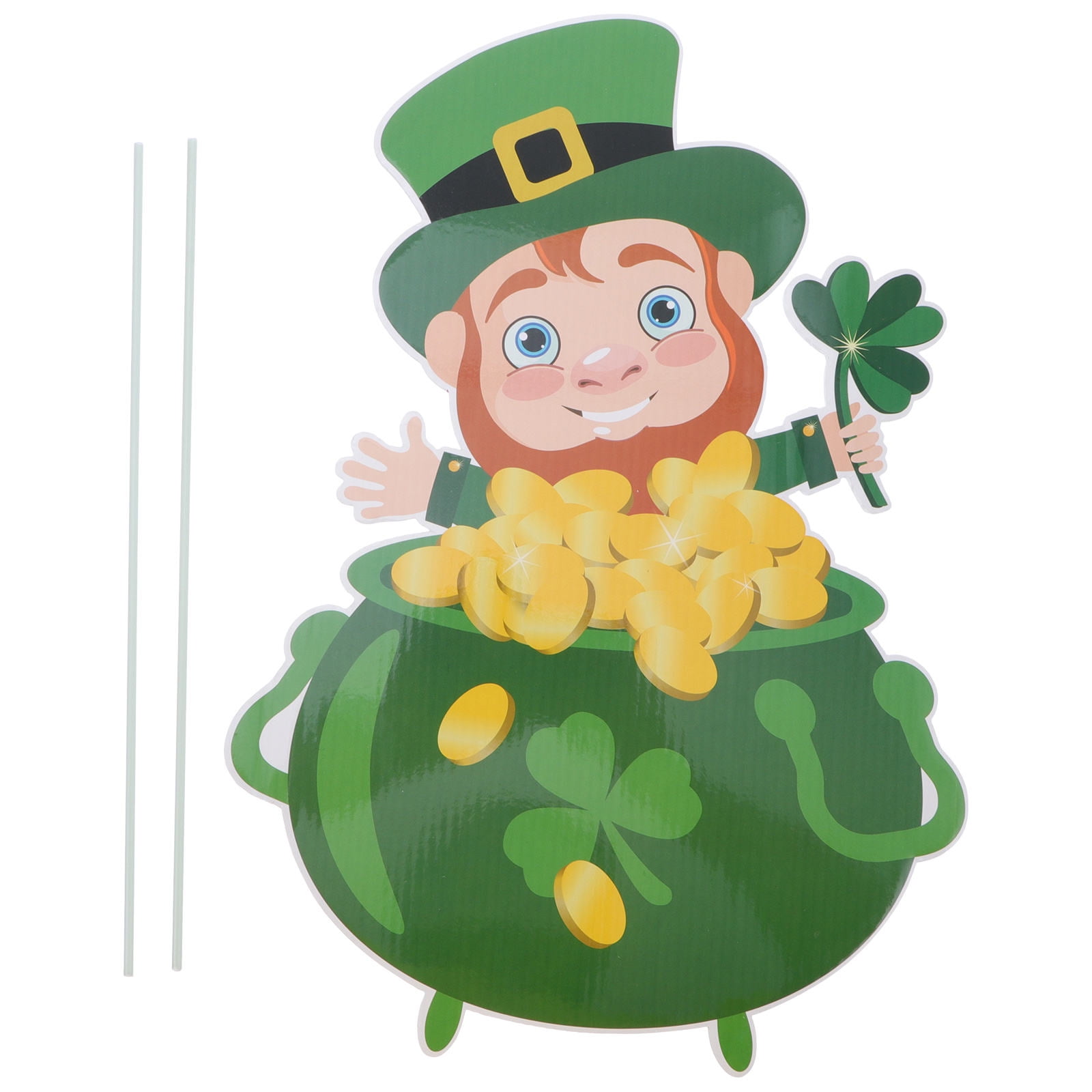 Golden St. Patrick's Day Yard Sign Plastic Garden Stake Lawn Decoration ...