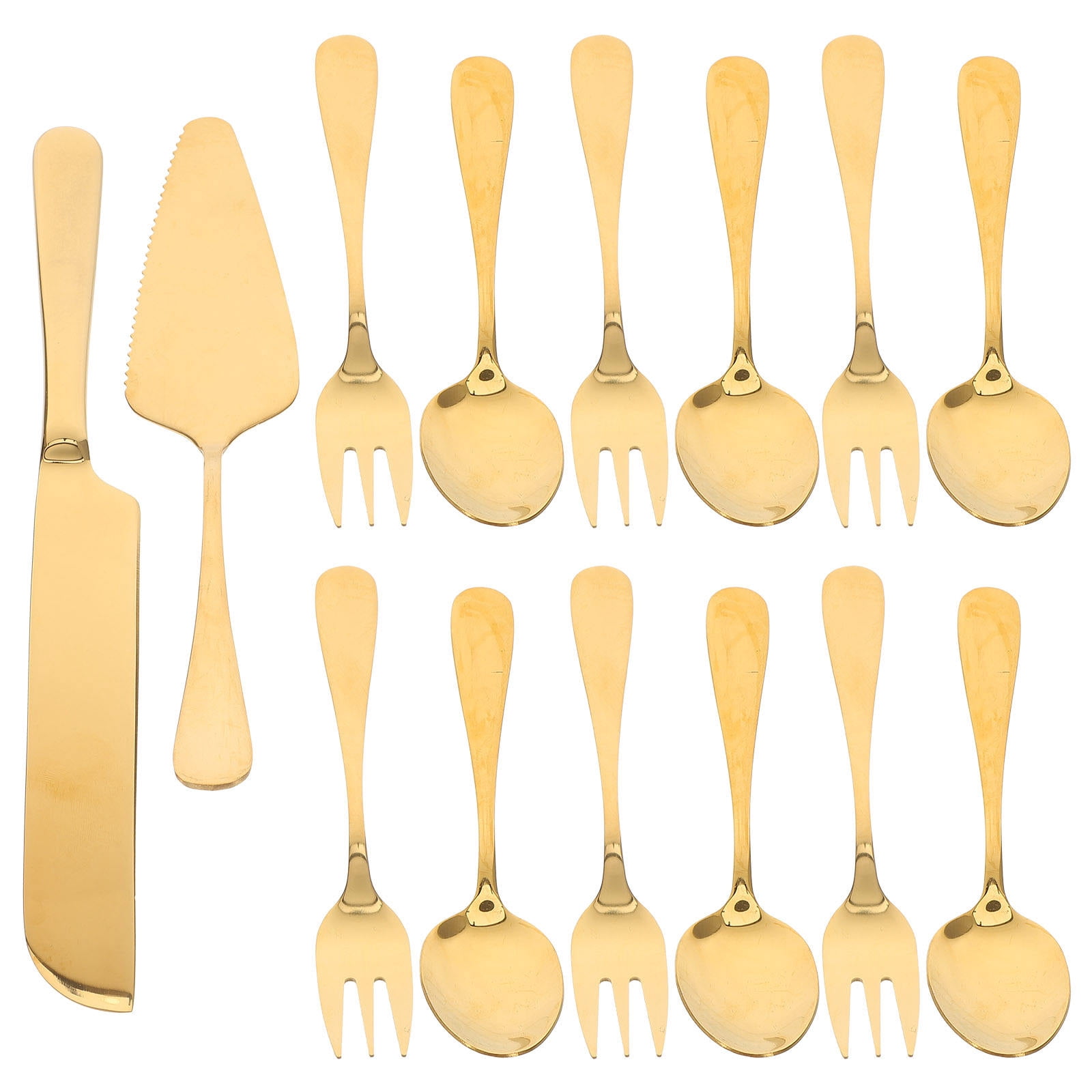 HOMEMAXS Golden Stainless Steel Cake Cutter and Spatula Set with ...