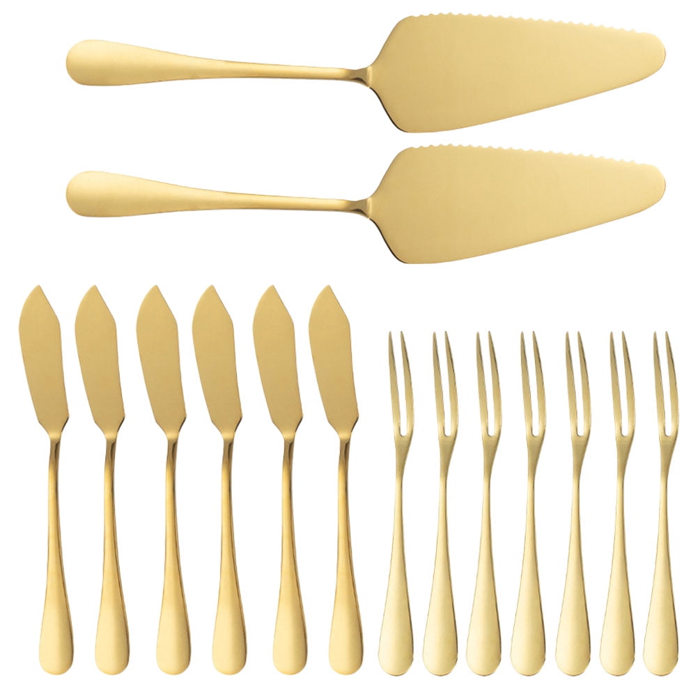 HOMEMAXS Golden Stainless Steel Cake Server with for Wedding and ...