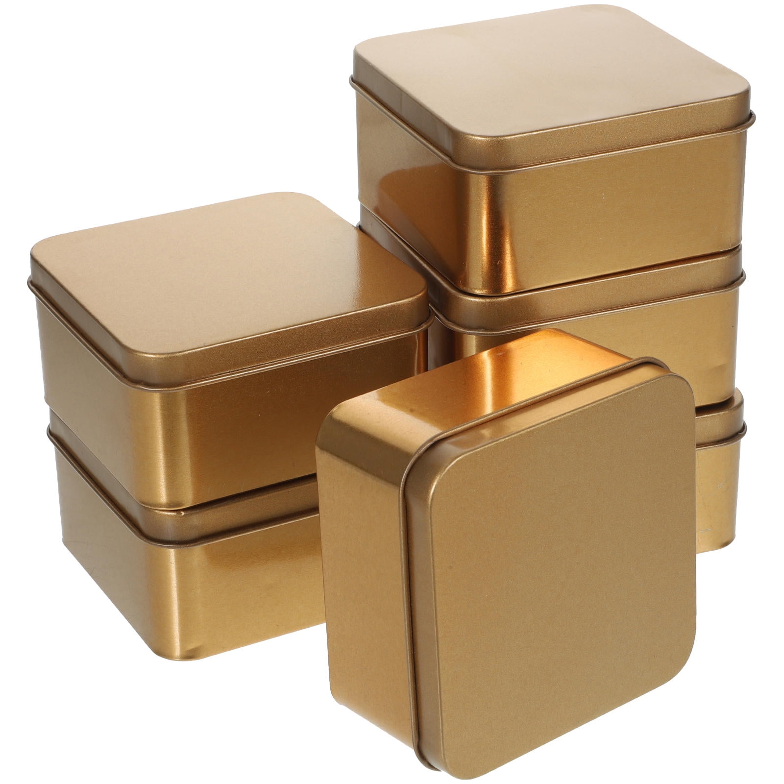 HOMEMAXS Golden Tinplate Storage Box with Lid for Organizing Tea Snacks ...
