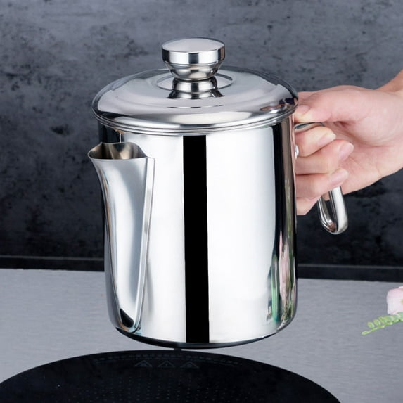 WEUVEB Round Cooking Oil Storage Can 1 Set 13 5X12 5X16Cm In Stainless ...