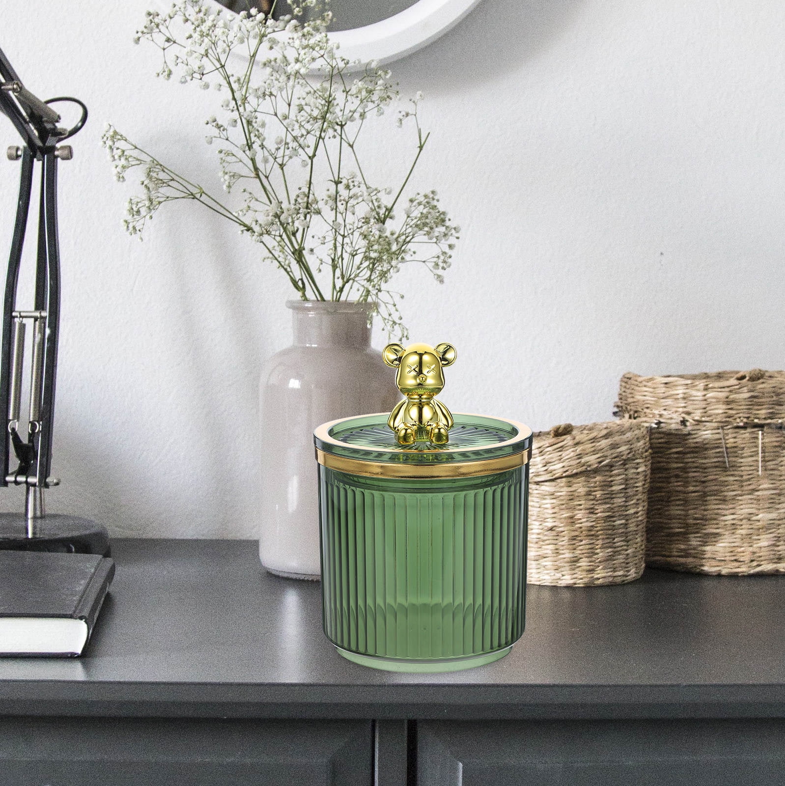 HOMEMAXS Green Acrylic Storage Jar with Cartoon Astronaut Rabbit Lid ...