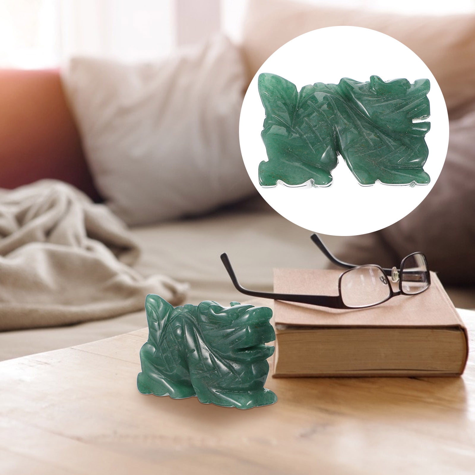 HOMEMAXS Green Crystal Dragon Sculpture Ornaments for Decor Handmade ...