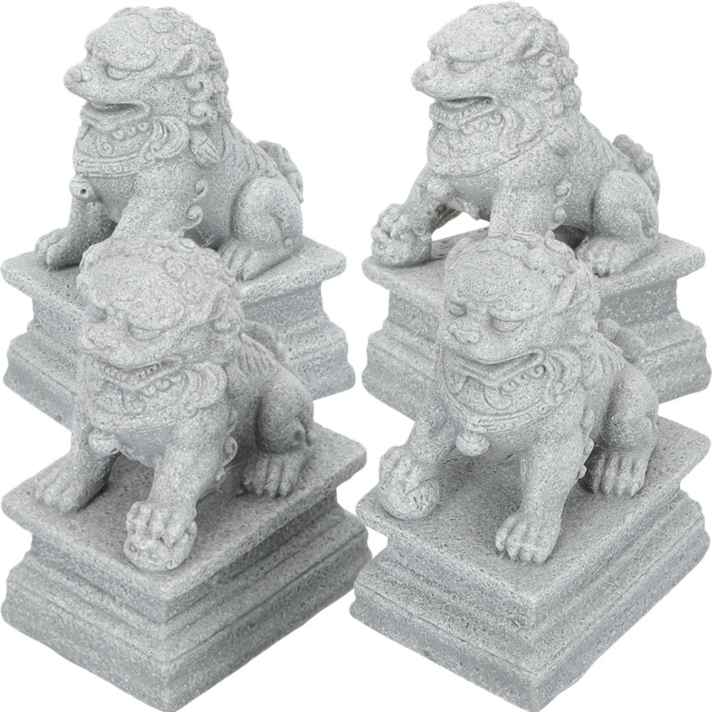 HOMEMAXS Guardian Lion Statues for Decoration in Grey Synthetic ...