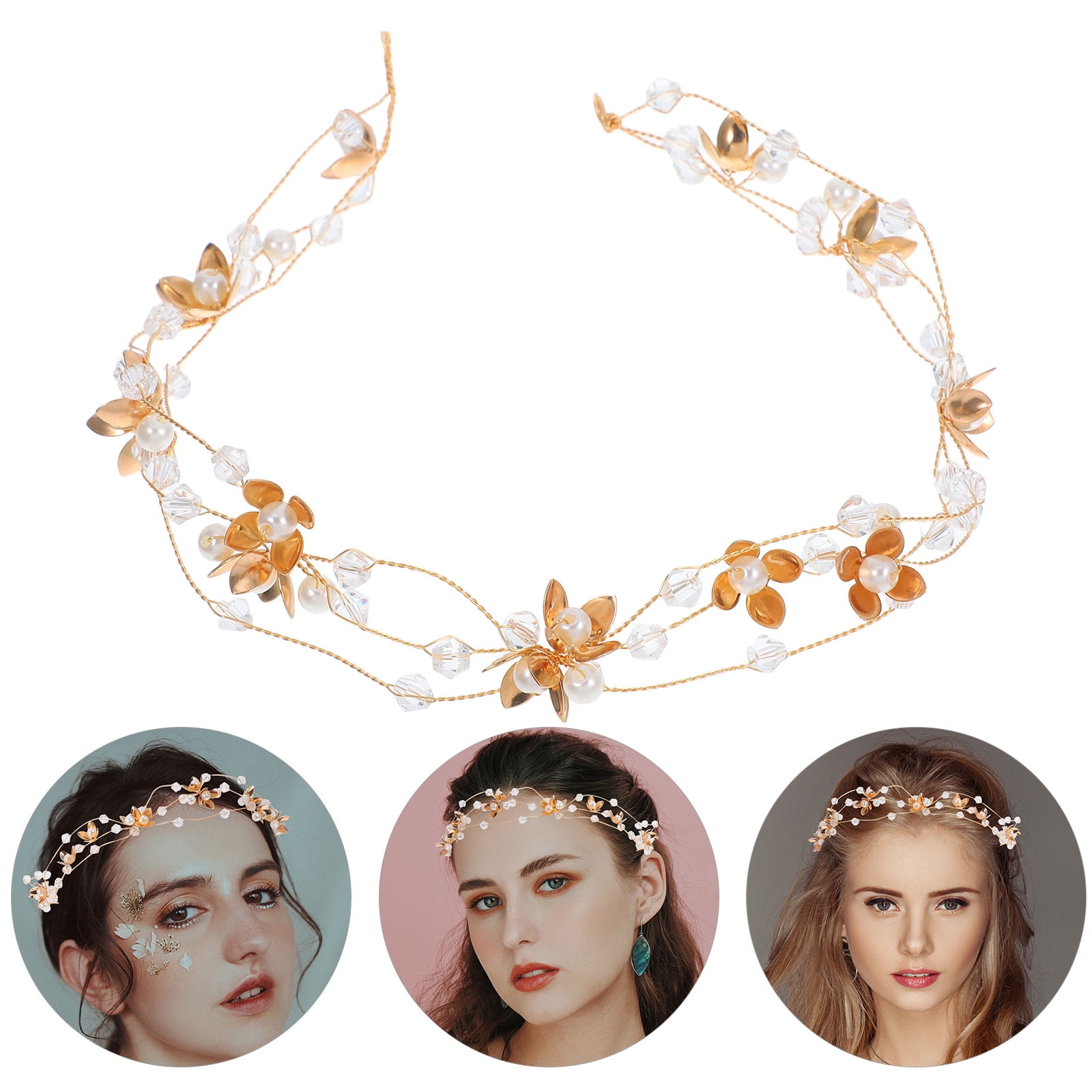 HOMEMAXS Hair Rhinestones Beaded Headband Jewelry Wedding Bride ...