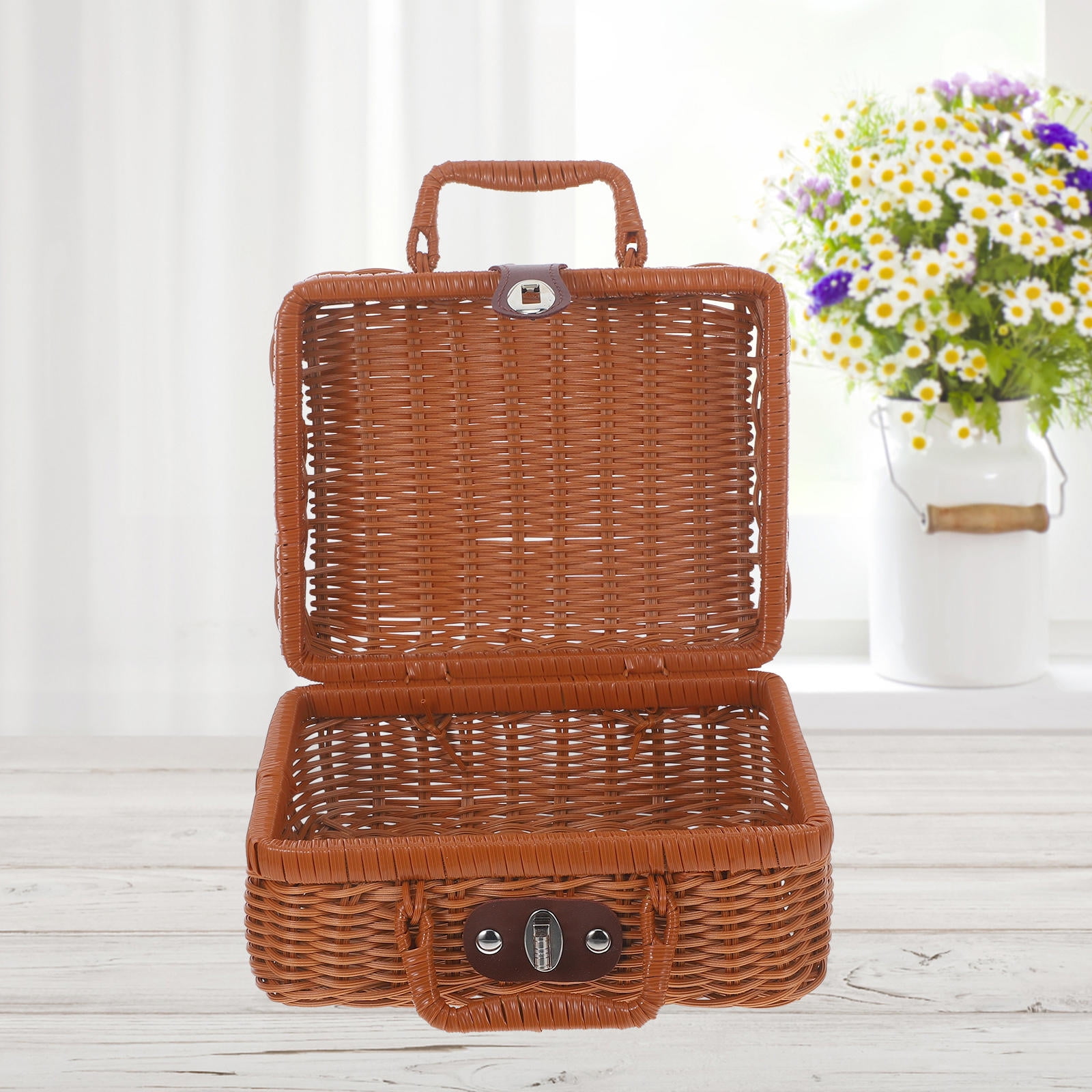 HOMEMAXS Hand Imitation Rattan Box Retro Suitcase Damage-Proof Storage ...