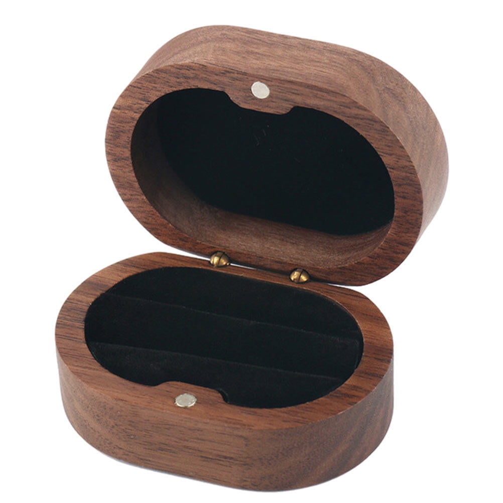 HOMEMAXS Handmade Ring Vintage Gifts Walnut Ring Box Gift Box Bride 7x5cm Brown - Walmart.com