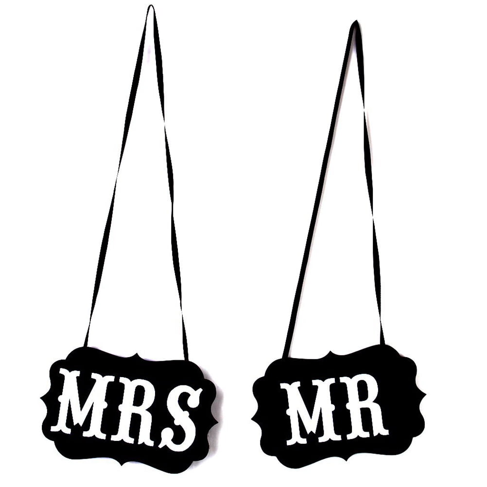 HOMEMAXS Hanging Wedding Sign Chair Signs Bride Decor Bridegroom Black ...