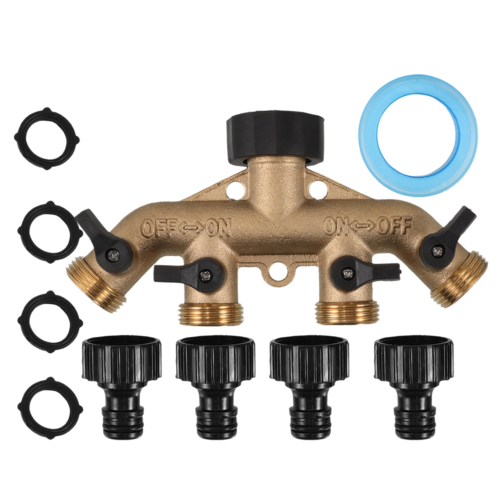 HOMEMAXS Heavy Duty Brass Hose Bib Splitter 4 Way Hose Splitter For ...