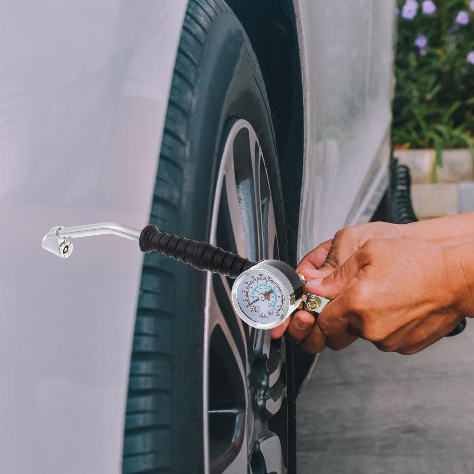 HOMEMAXS Heavy Duty Tire Inflator with Extended Nozzle and Pressure ...