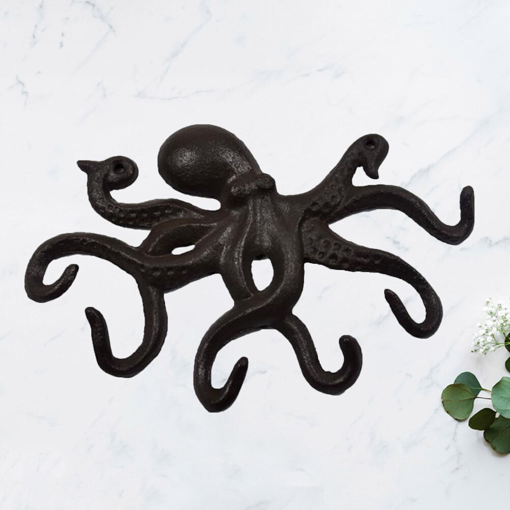 Home Cast Iron Hook Octopus Hangers for Clothes Key Holder Wall ...
