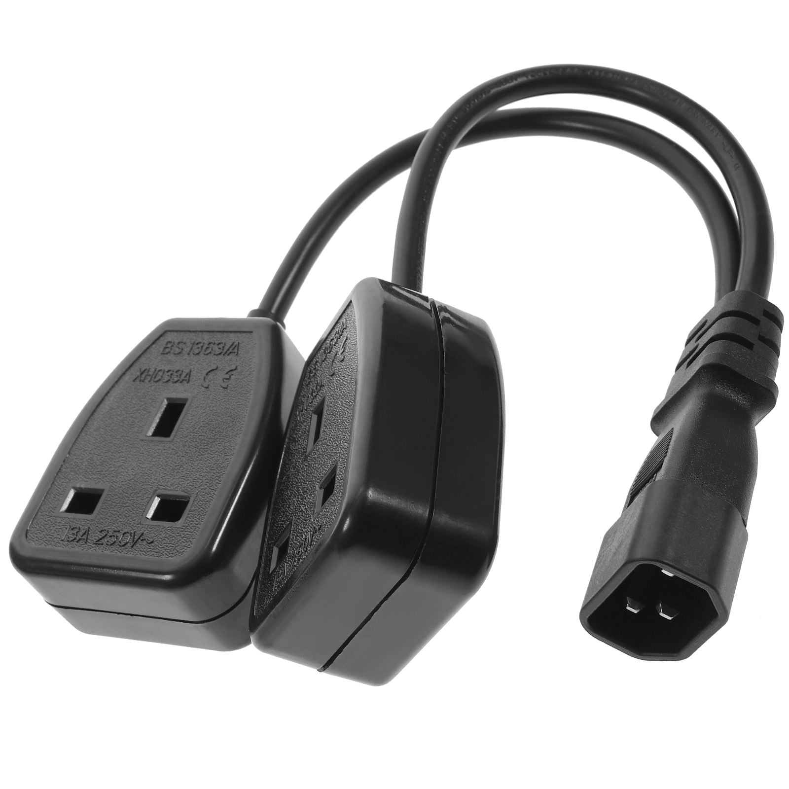 HOMEMAXS Iec Power Cable Y Splitter Plug Cord C14 to Dual UK 3 Pin ...