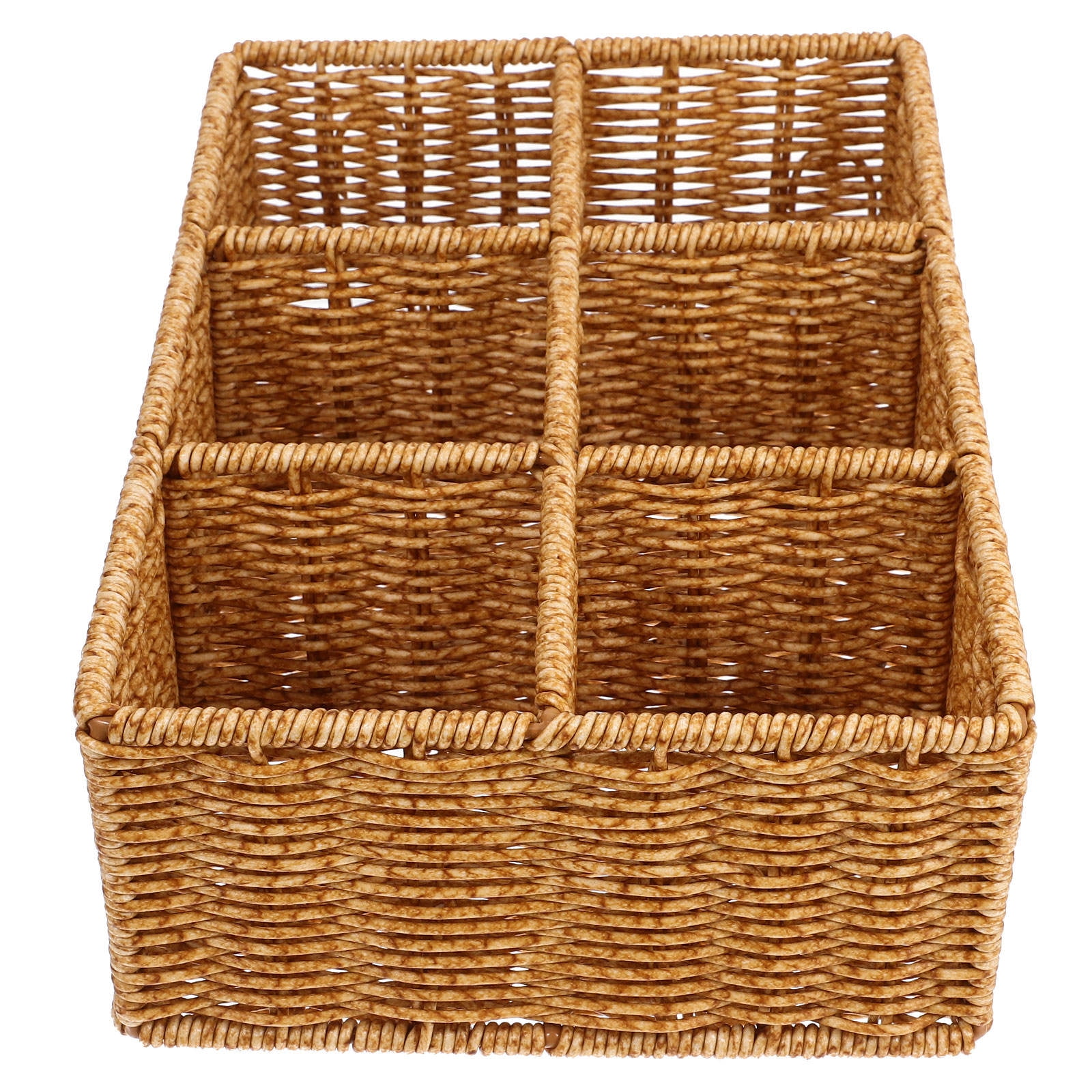 HOMEMAXS Imitation Rattan Spoon Fork Divided Storage Basket Table ...
