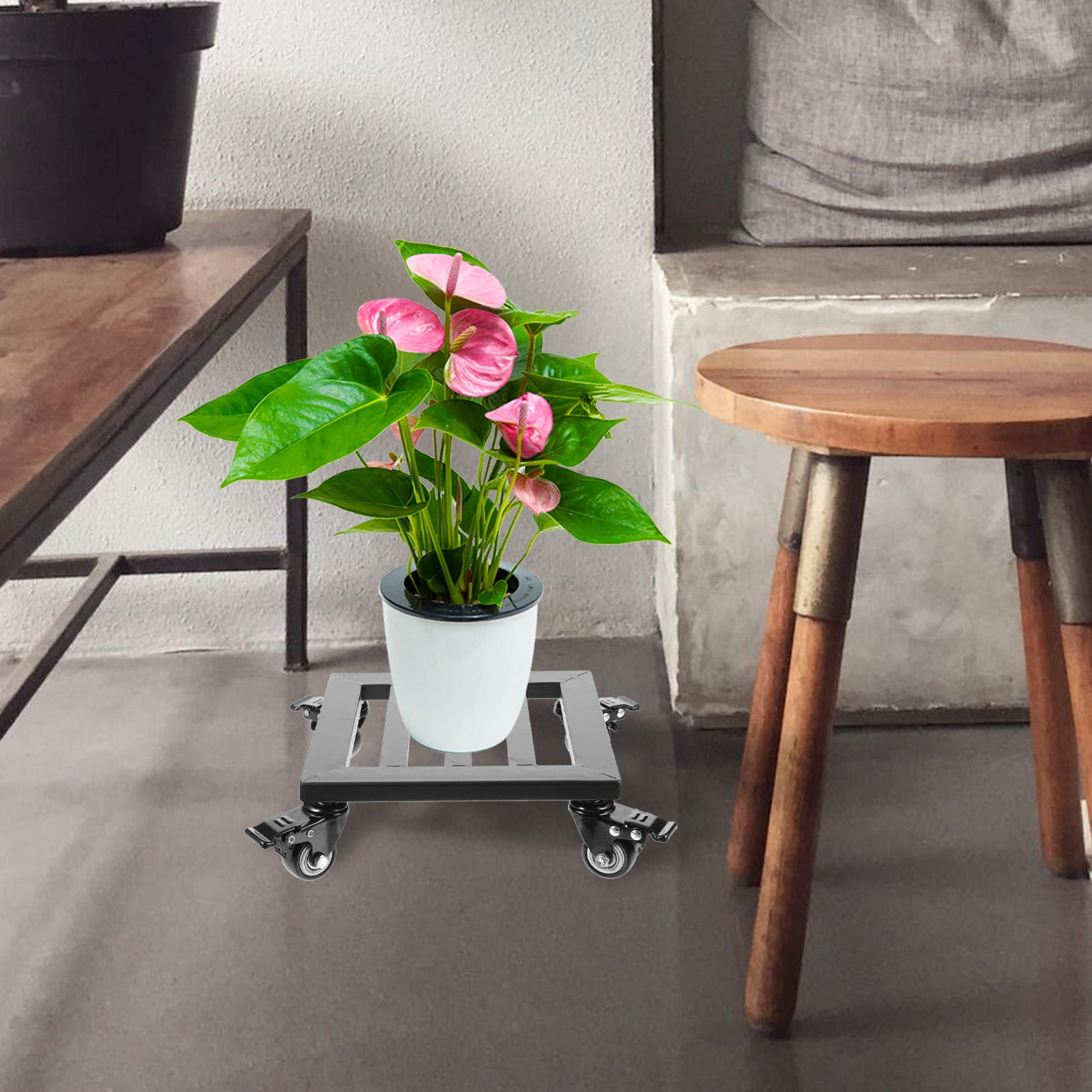 Indoor Planter Plate Plant Stand With wheels Movable Plant Stand Flower ...