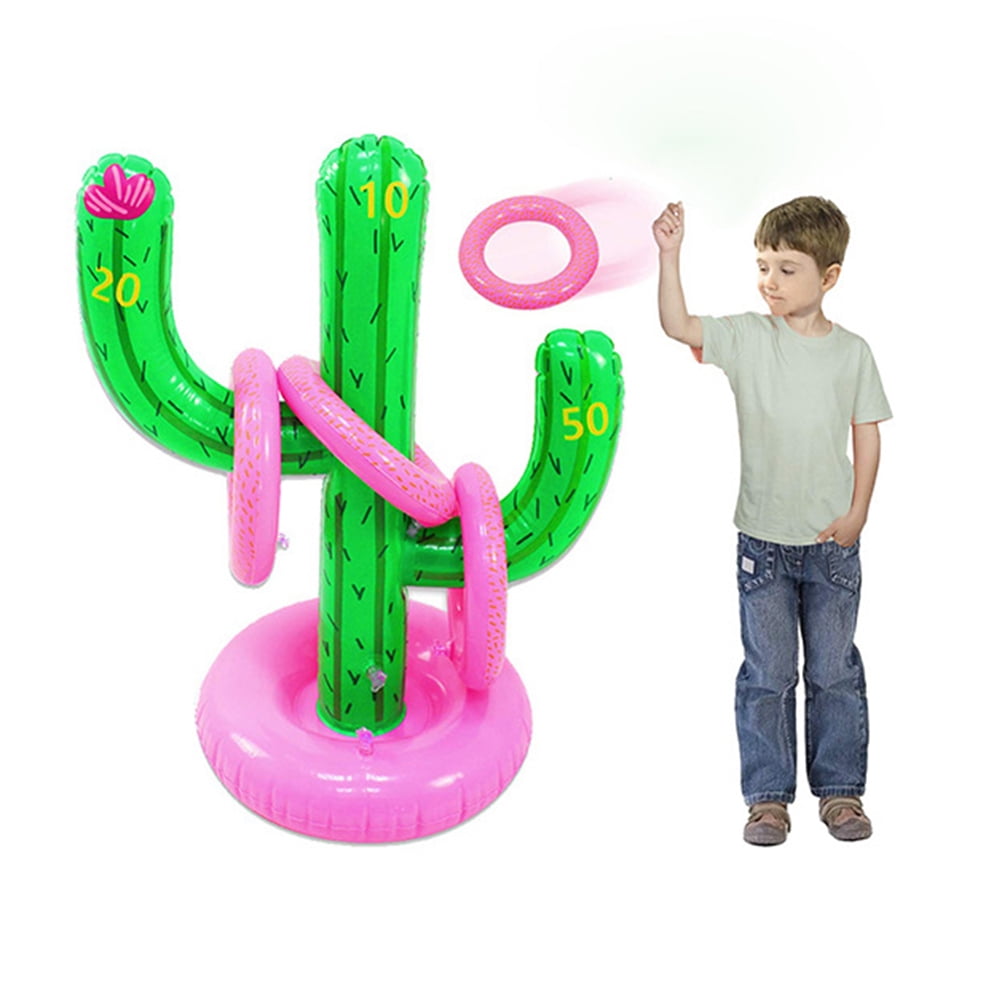 HOMEMAXS PVC Inflatable Cactus Shaped Ring Toss Toy Set for Kids ...