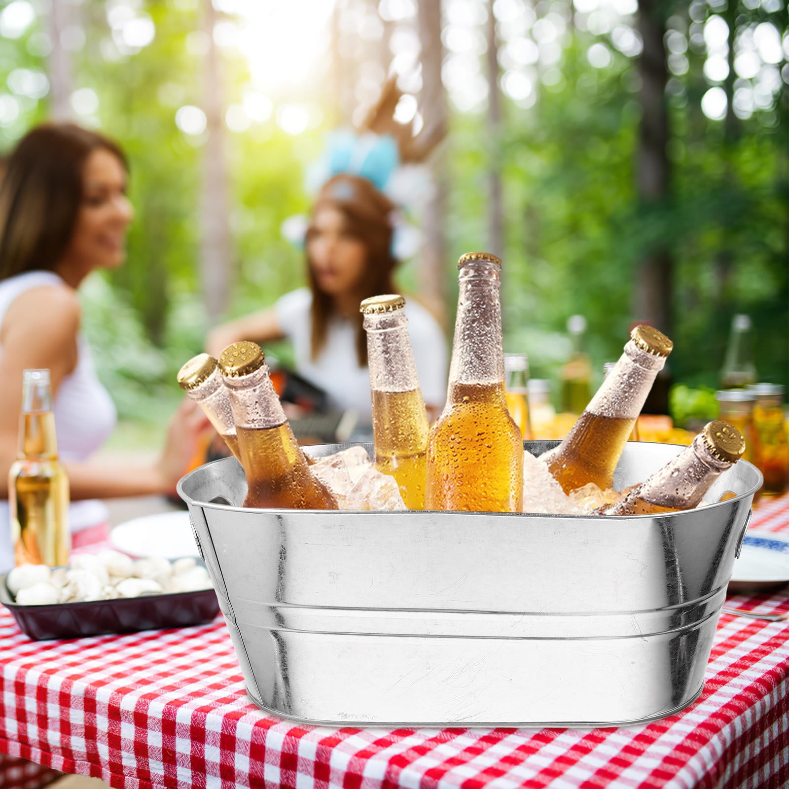 HOMEMAXS Iron Beer Ice Bucket Chillers Tubs Cube Tray Beverages Silver ...