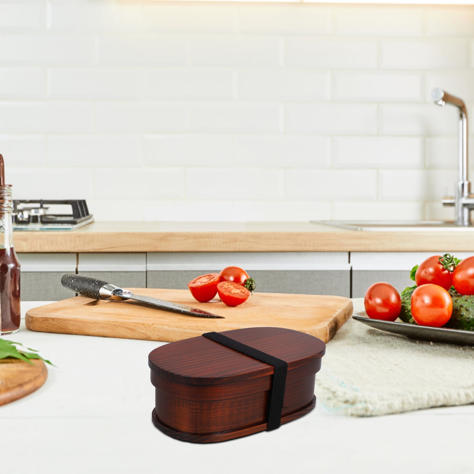 HOMEMAXS Japanese Wood Food Box Style Bento Case 1 Set Bento Container ...