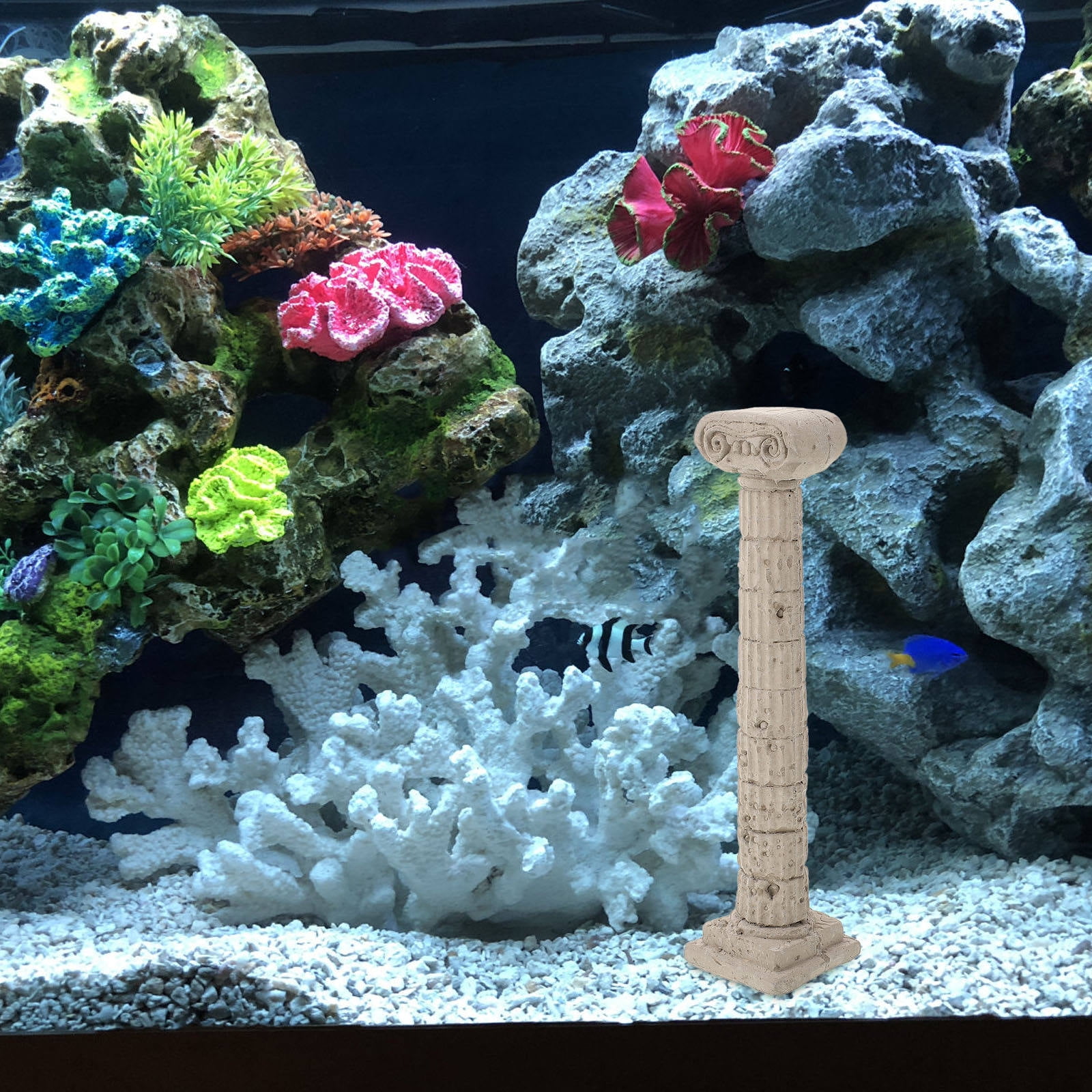 HOMEMAXS Khaki Cement Roman Column Fish Tank Decoration Ornament Unique ...