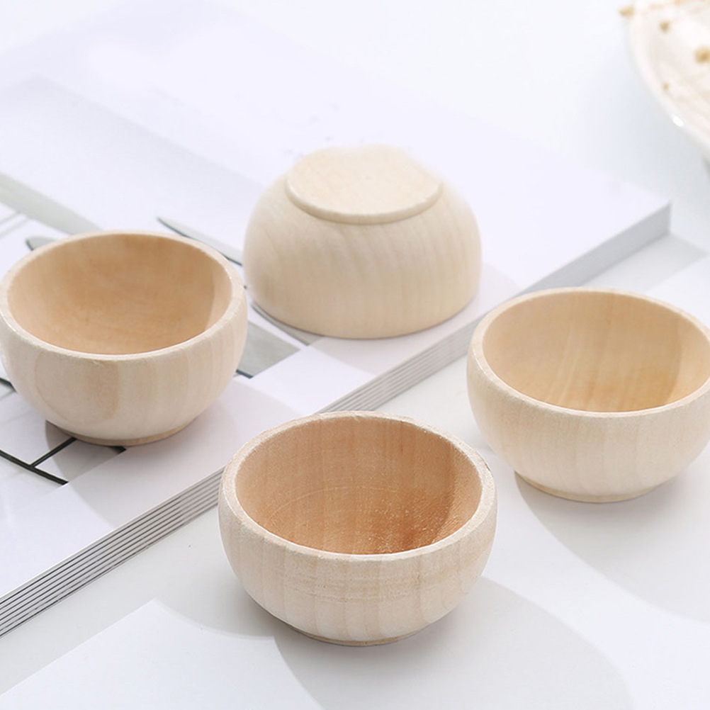 Khaki Mini Wooden Bowls for DIY Crafts and Eating Unfinished Wood Kids ...