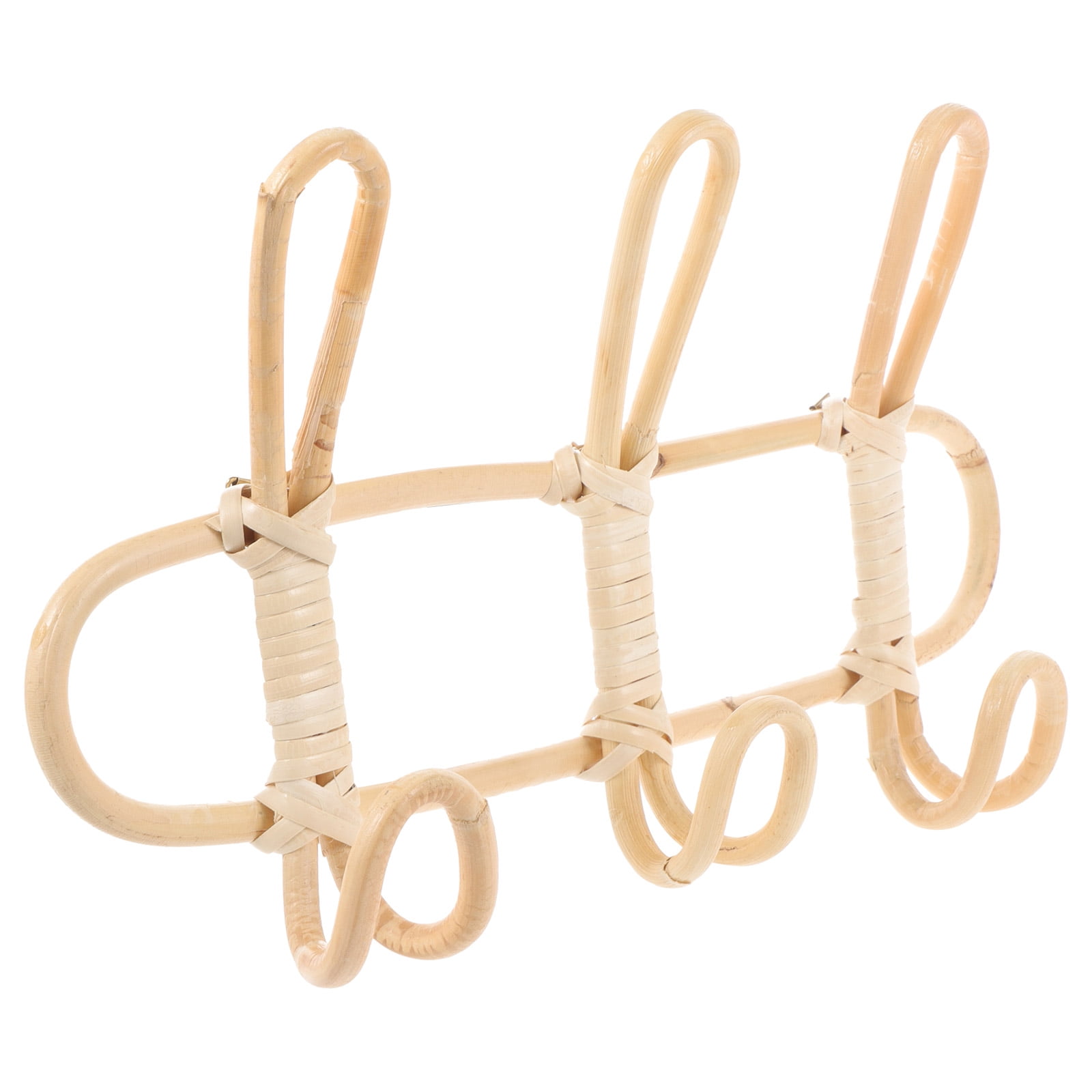 HOMEMAXS Khaki Wall Mounted Hooks Rack for Home with Sturdy Rattan ...