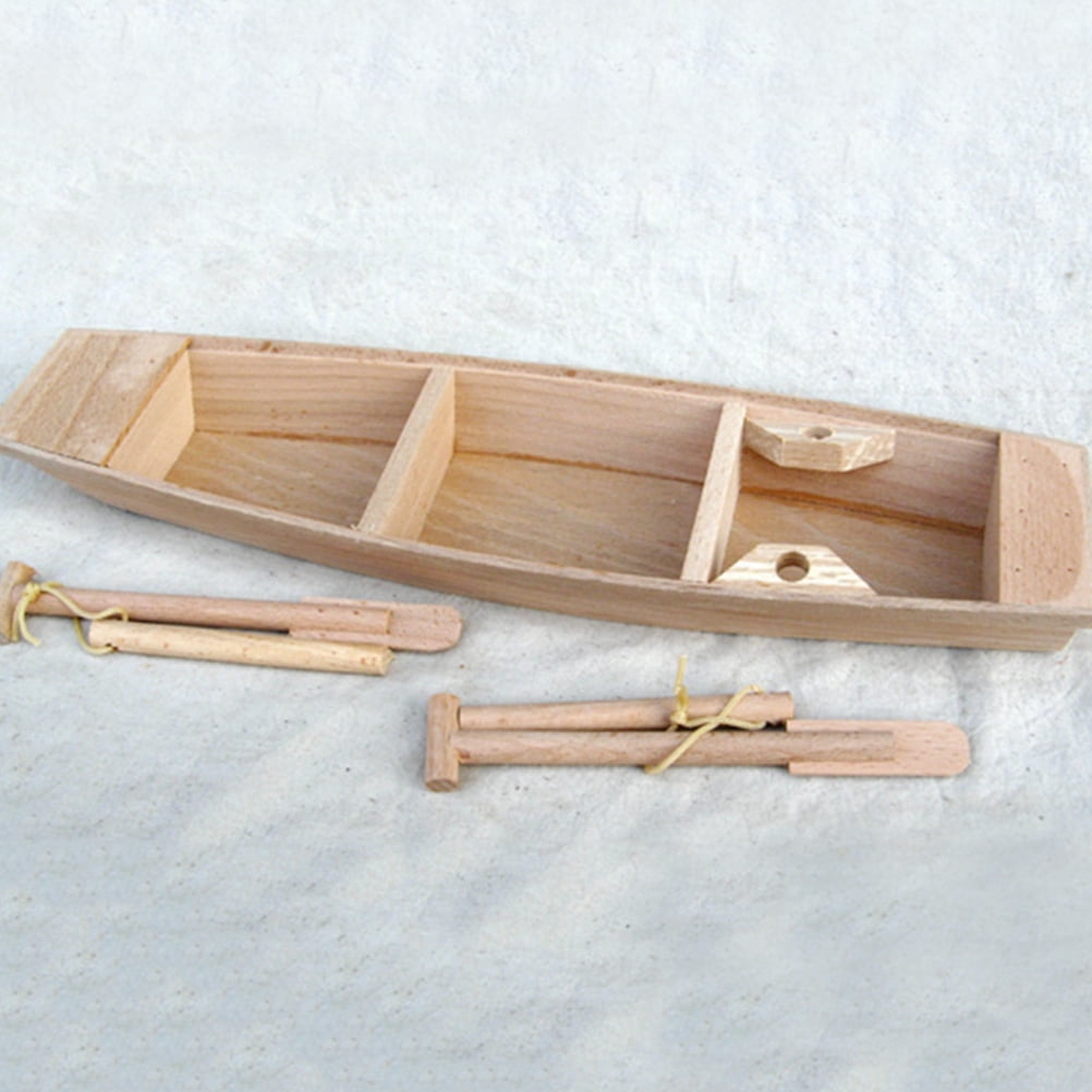 Khaki Wooden Sailboat Model Decor for Kids, Natural Wood Crafting Boat ...