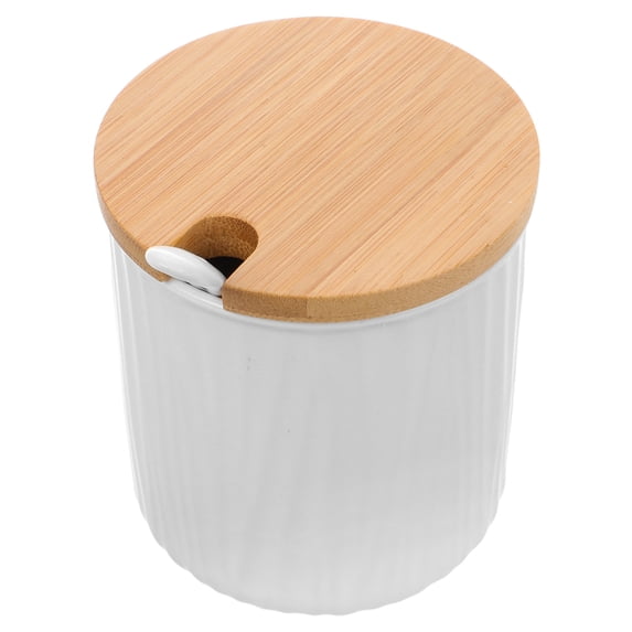 Kitchen Canisters Ceramic Outdoor Salt Container with Lid White ...