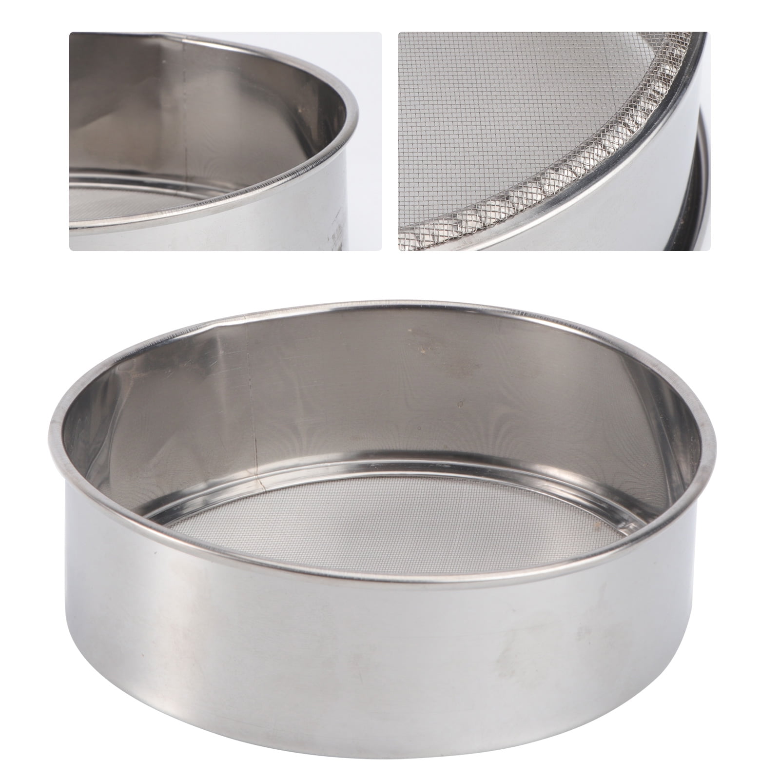 Kitchen Fine Mesh Flour Sifter Stainless Steel Silver Net Flour Sieve ...
