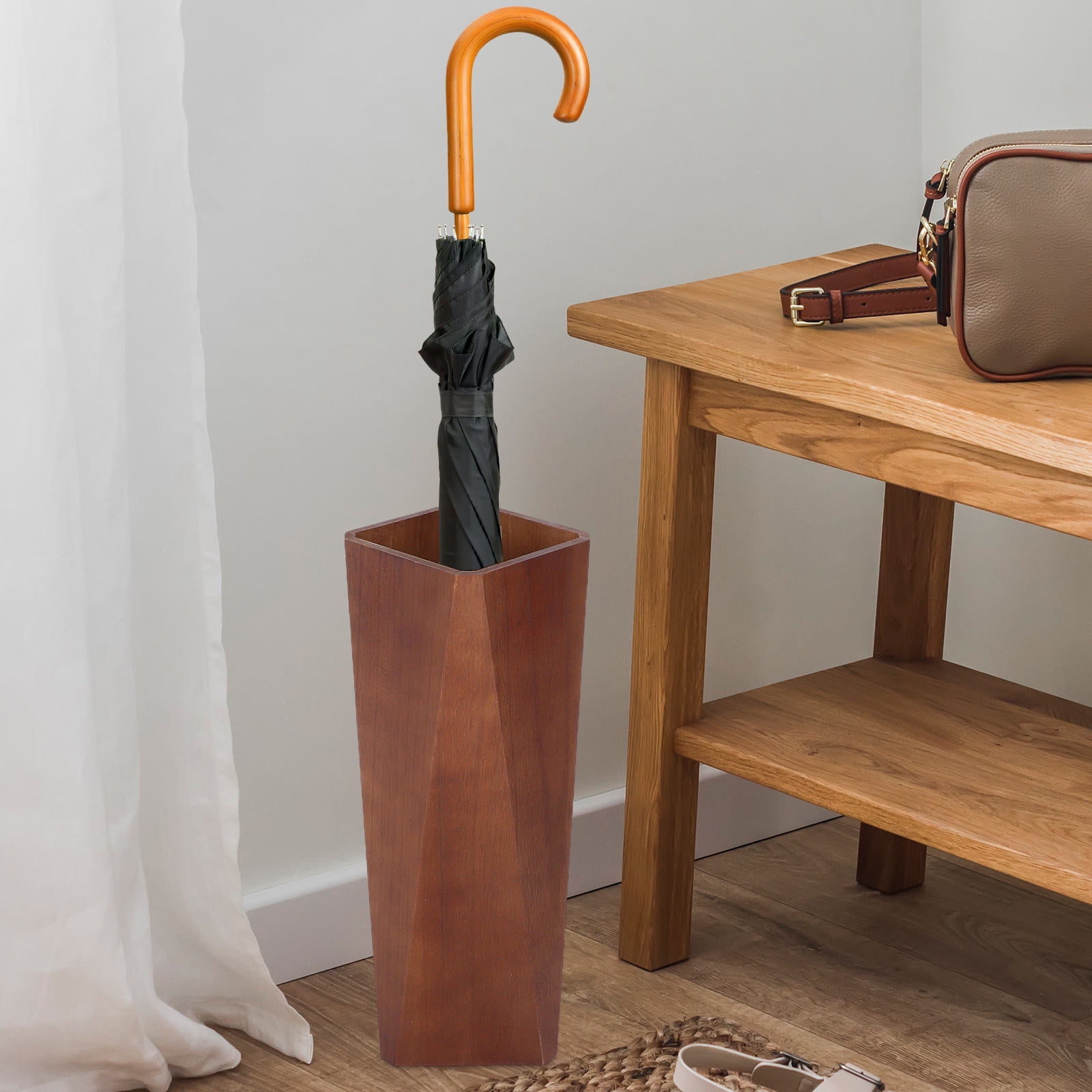HOMEMAXS Large-Capacity Wooden Umbrella Stand Holder Stylish Umbrella ...