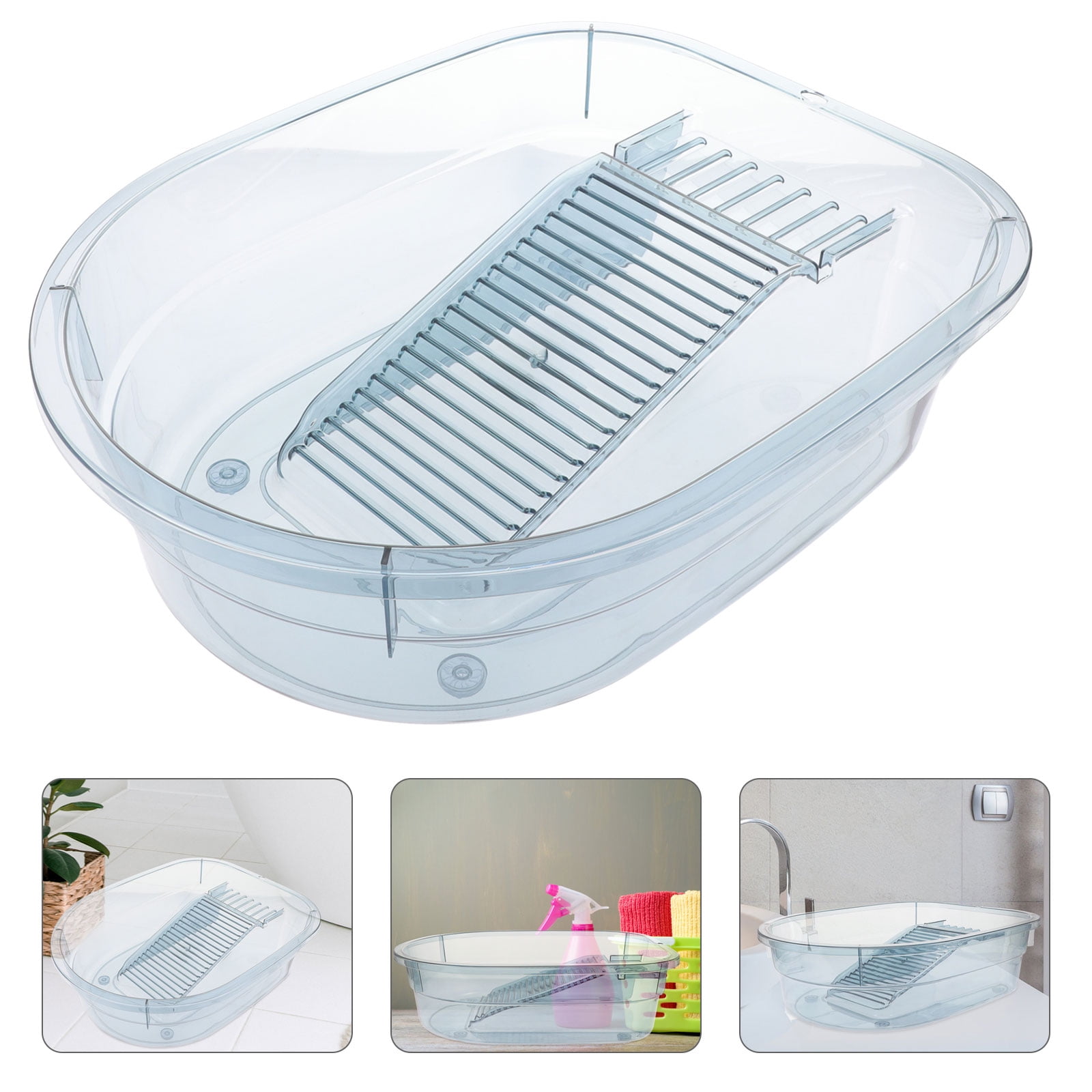 HOMEMAXS Laundry Basin Laundry Wash Basin With Washboard Bathroom ...