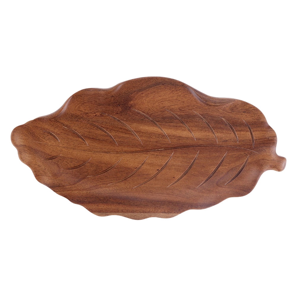 HOMEMAXS Leaf Shape Tray Wood Tray Bread Serving Tray Fruit Serving ...