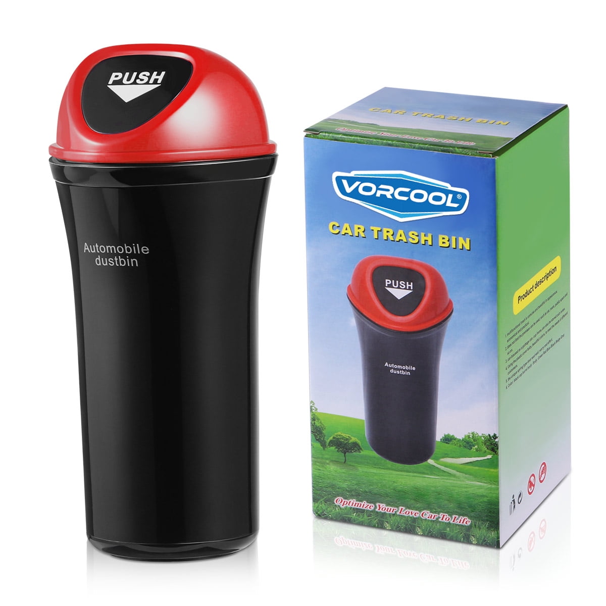 Leakproof Red Car Trash Garbage Bin for Vehicle Use MultiFunctional ...