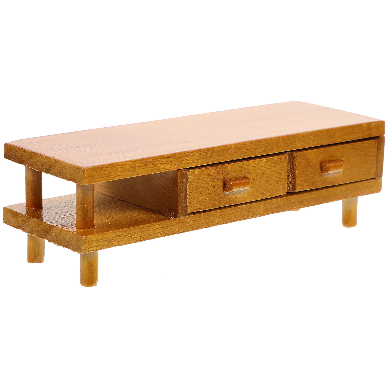 HOMEMAXS Light Brown Mini TV Cabinet Doll House Furniture Decor Wooden ...