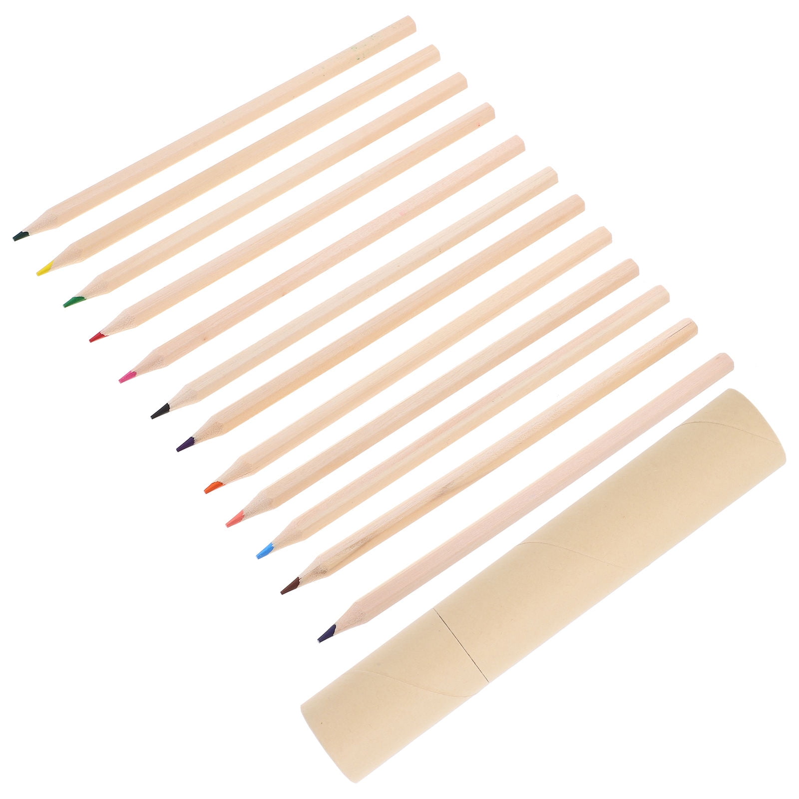 Minkissy Light Brown Wooden Colored Pencils 12-Pcs Drawing Sketching ...