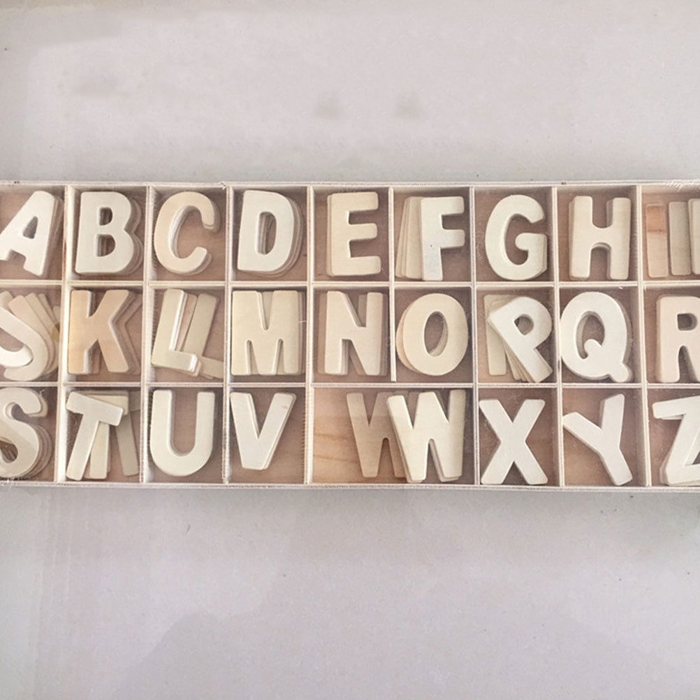 Light Yellow Wooden Alphabet and Number Tiles Kit for Decoration 26 ...