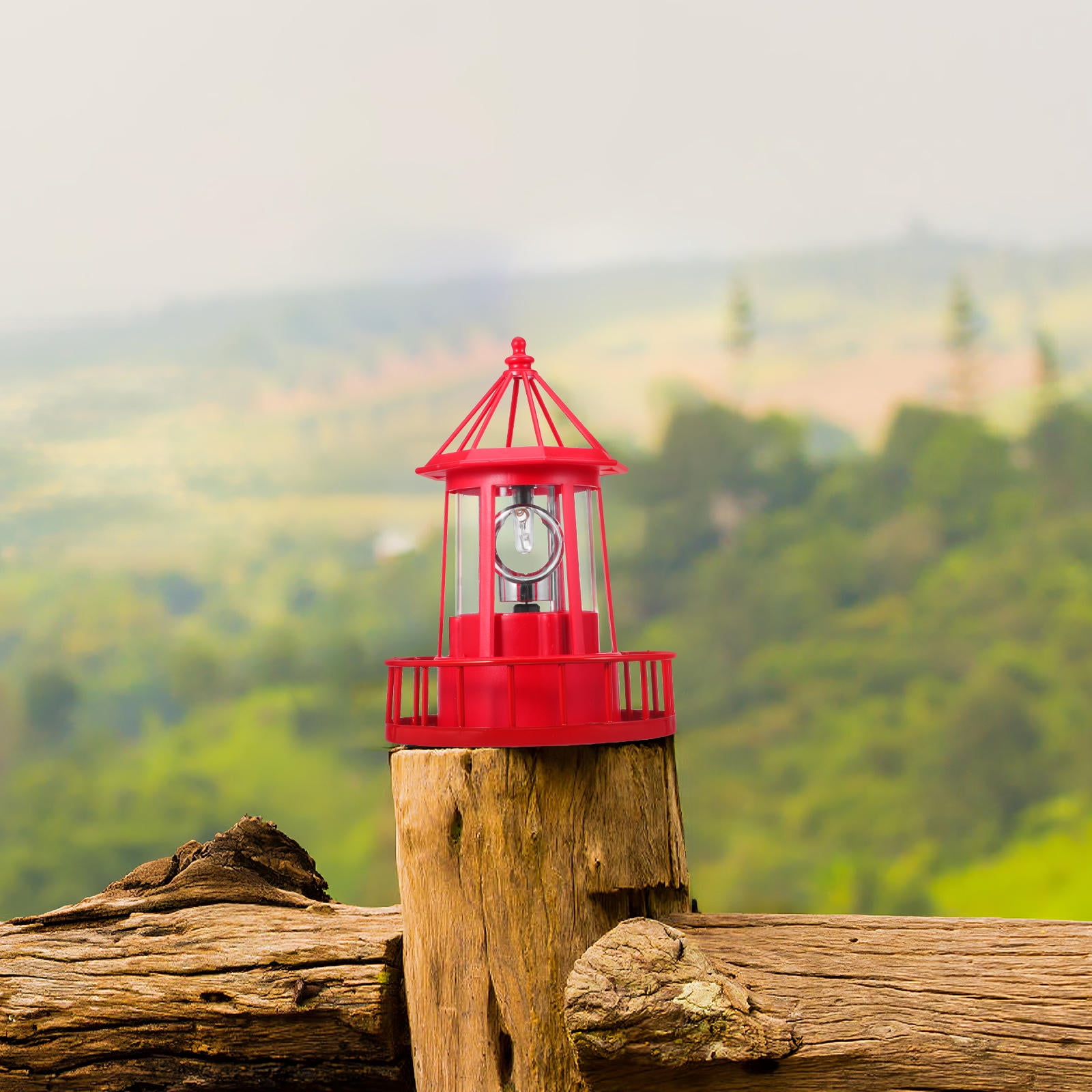 HOMEMAXS Lighthouse Light Rotating Lighthouse Outdoor Decor 21x15cm Red ...