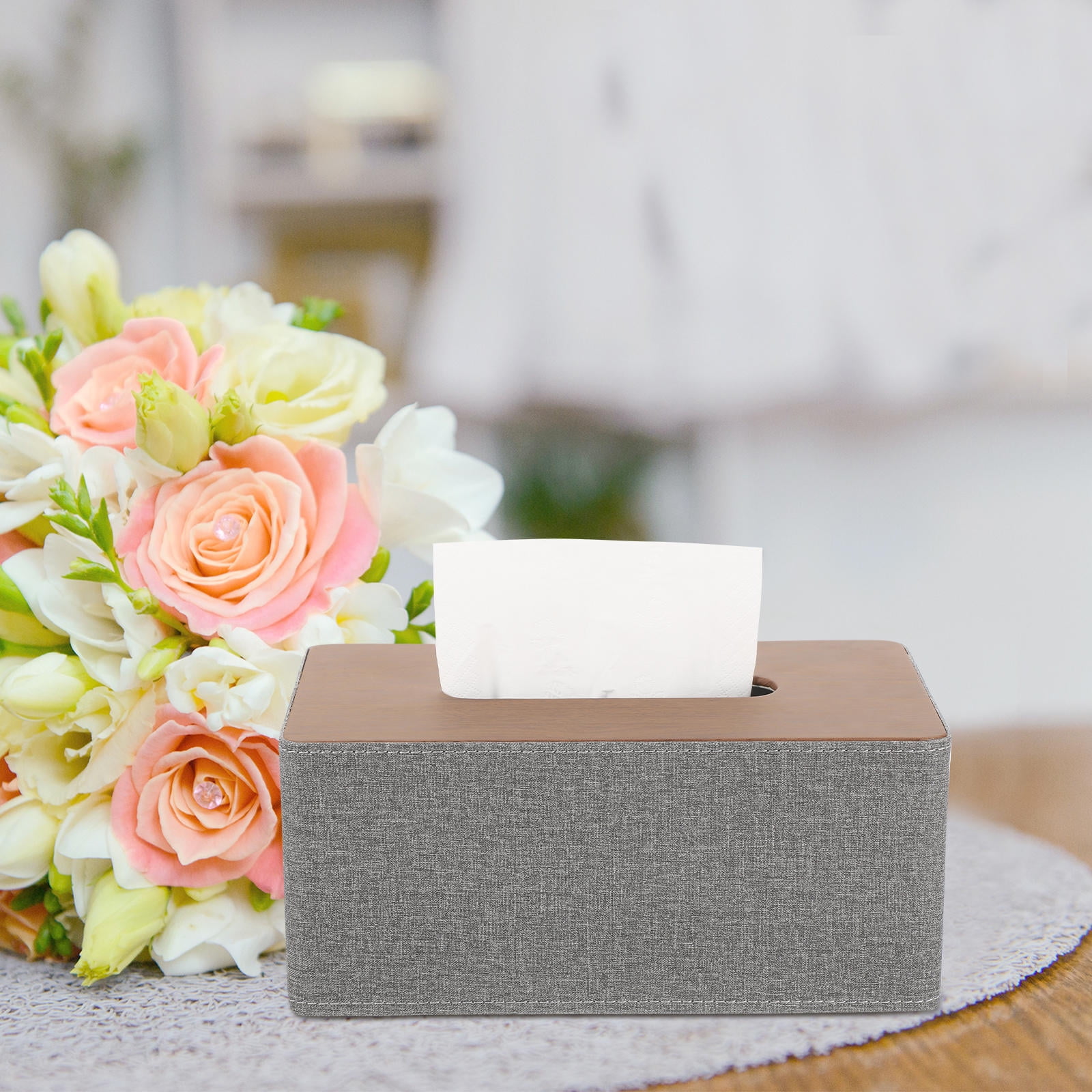 Linen Transparent Tissue Box Rectangular Napkin Holder Cover - Walmart.com