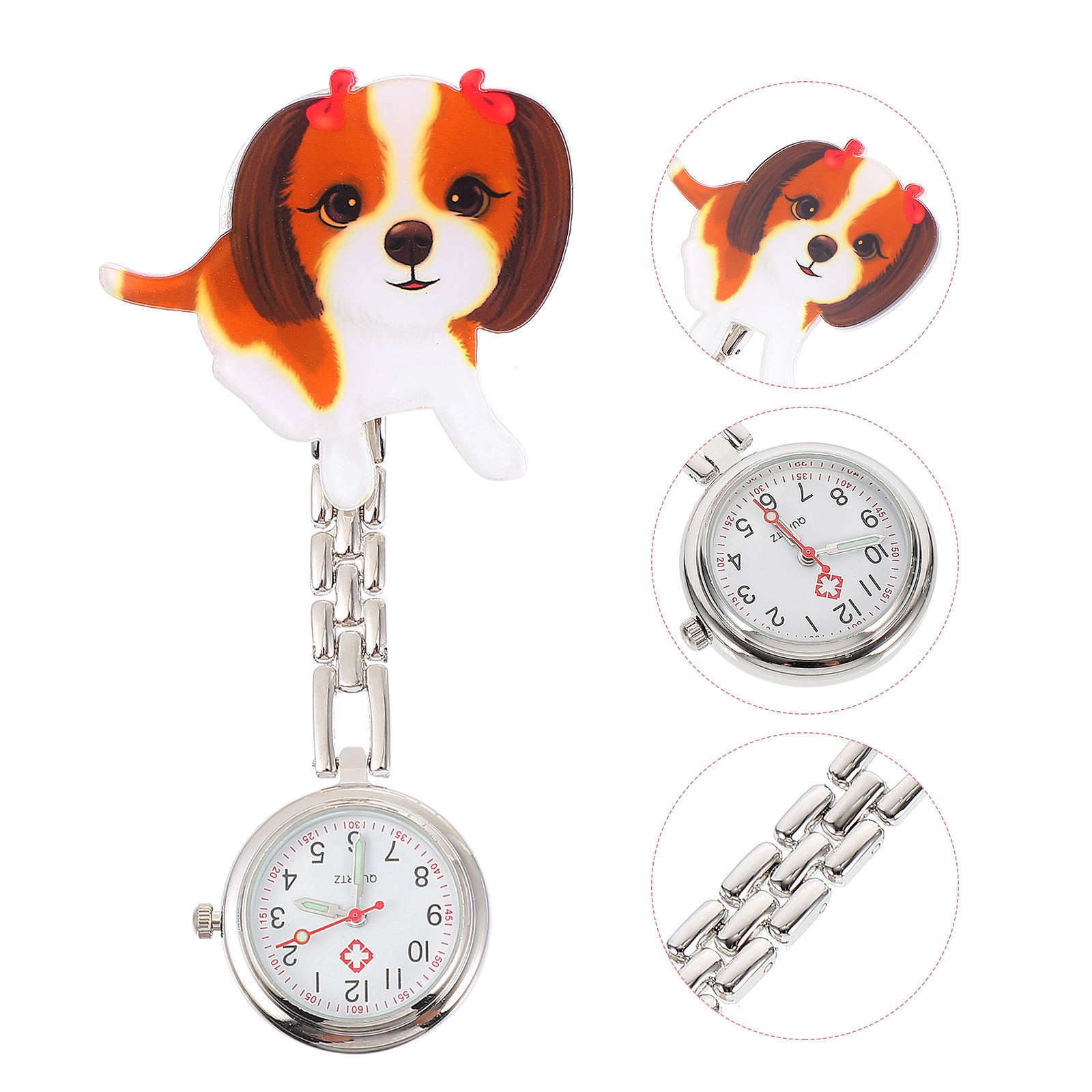 HOMEMAXS Little Dog Pocket Watch with Safety Clip Made of Stainless ...