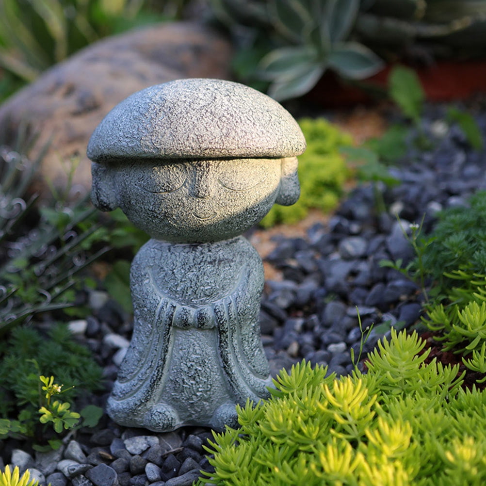 Minkissy Little Smiling Monks Figurines Monk Statue Resin Garden Decor ...