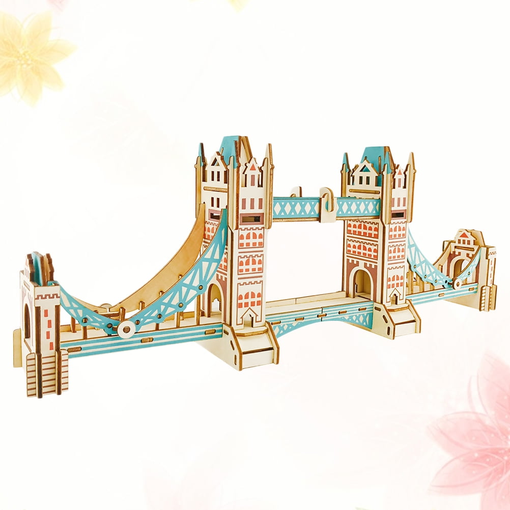 HOMEMAXS London Tower Bridge Puzzle Wooden DIY Assembly 3D Puzzle Toy ...
