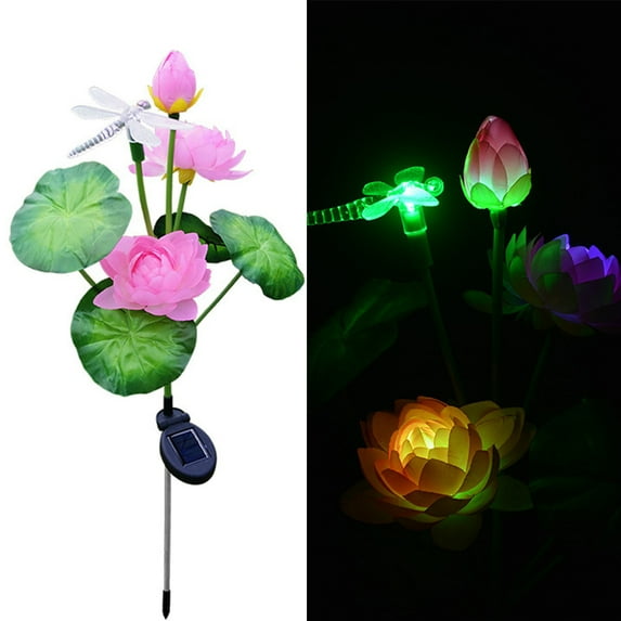 HOMEMAXS Lotus Lamp Flowers Solar Lights Outdoor Decorative Pink ...