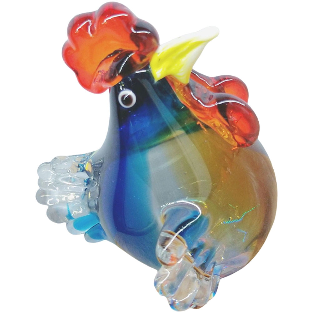 Lovely Rooster Shaped Glass Decor for Pet Playing Multi Color 1 Piece 6 ...