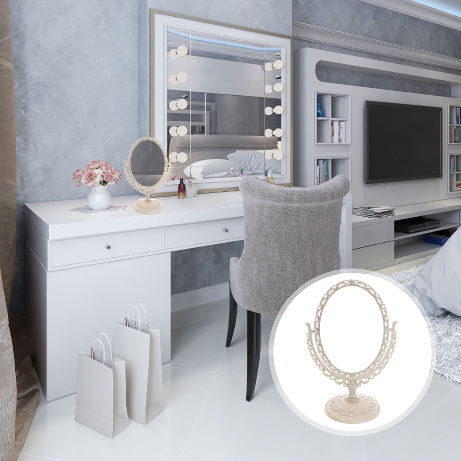 HOMEMAXS Makeup for Desk Vanity Mirror Double-sided Magnifying Travel ...