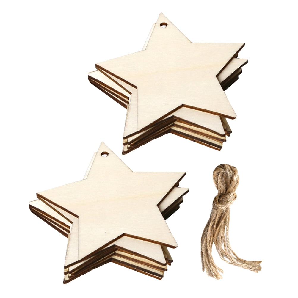 HOMEMAXS 1 Set of Wooden Star Embellishments Blank Wood Stars for DIY ...
