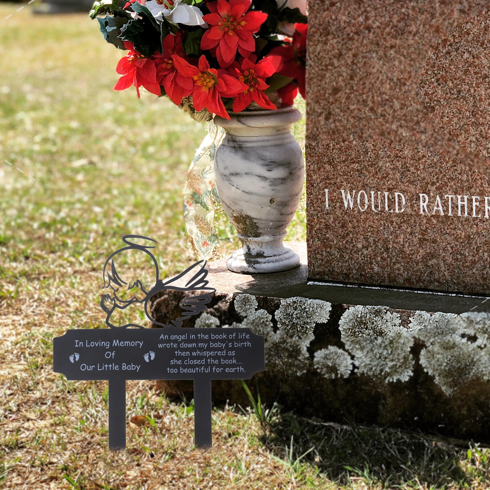 IFANLANDOR Cemetery Decoration Plaque Memorial Plaque Black Protective ...