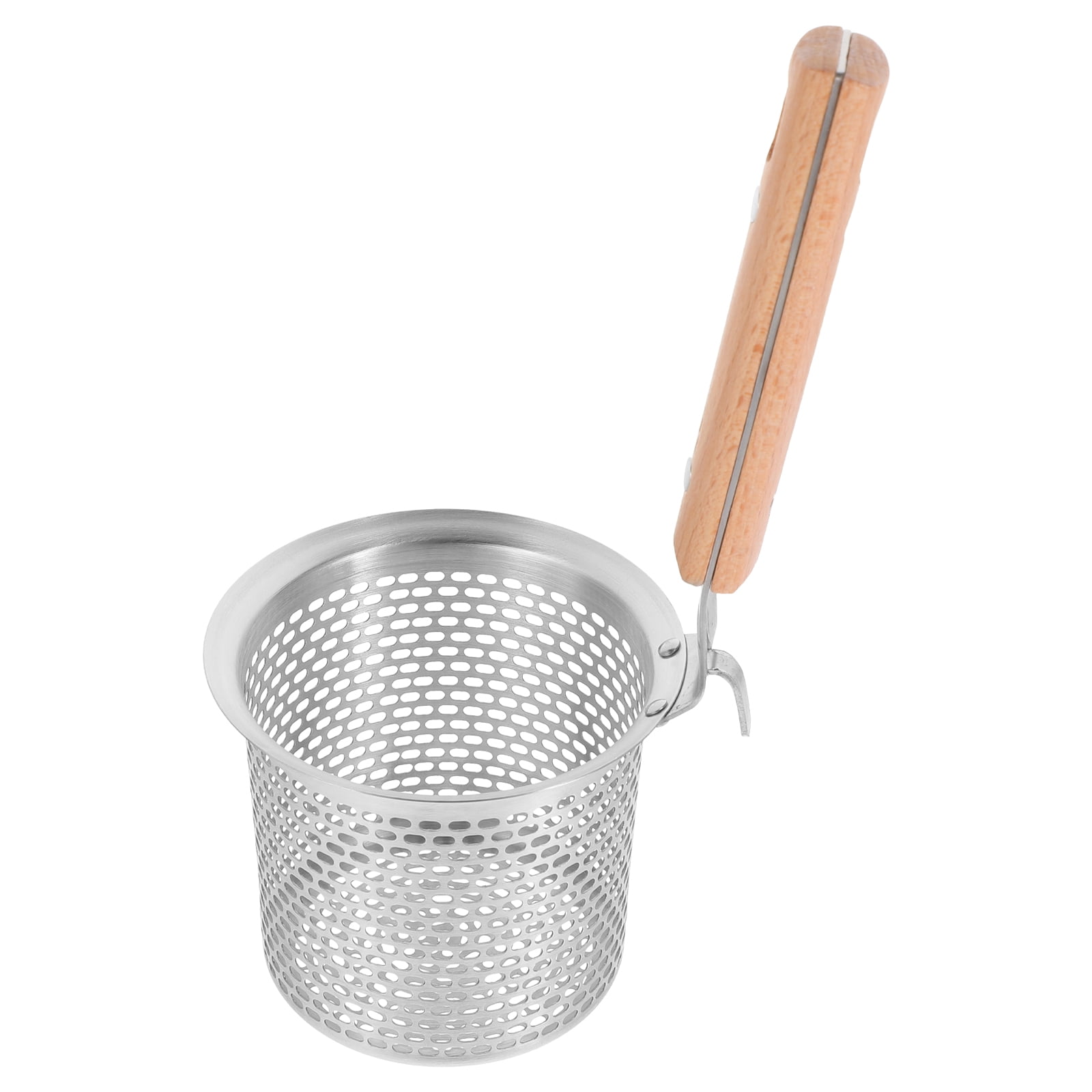 HOMEMAXS Mesh Pasta Basket Food Strainer Hot Pot Colander with Wooden ...