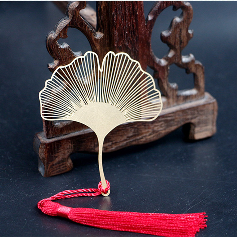 Metal Bookmark Tassel Ginkgo Leaves Marks Vintage Bookmarks Golden ...