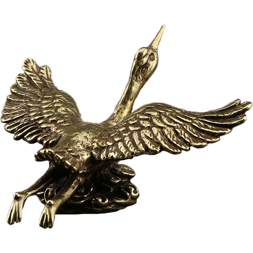 HOMEMAXS Metal Crane Ornament Vintage Crane Figure Desktop Crane ...