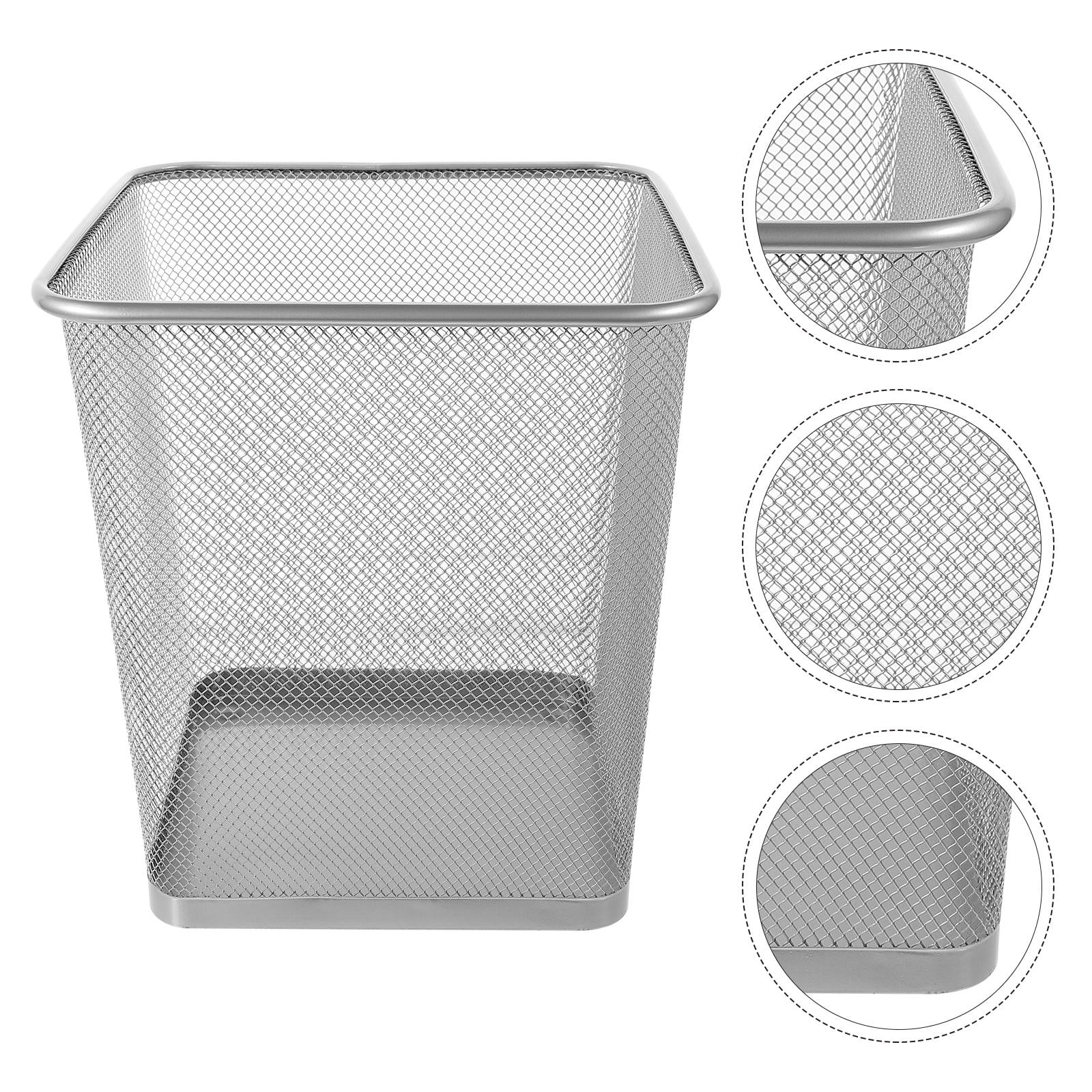 Metal Mesh Trash Can for Storage Use Iron Material Silver Color Fits ...