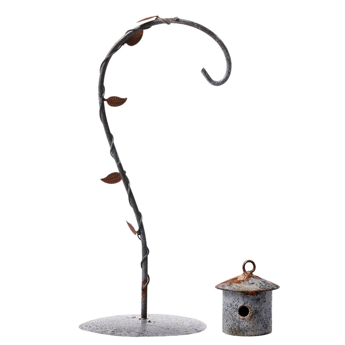 HOMEMAXS Micro Landscape Retro Rust Iron Hook Hanging Racks and Bird ...